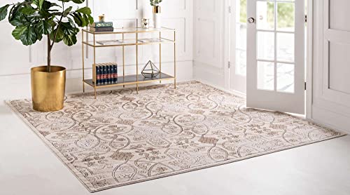 Unique Loom Rushmore Collection Area Rug - Washington (6' Square, Dark Beige/Beige)