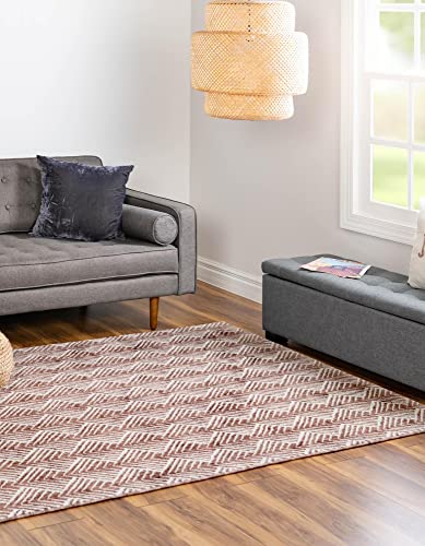 Unique Loom Eco Trellis Collection Area Rug - Osage (Rectangular 7' 10" x 10' 0", Dusty Rose/Ivory)