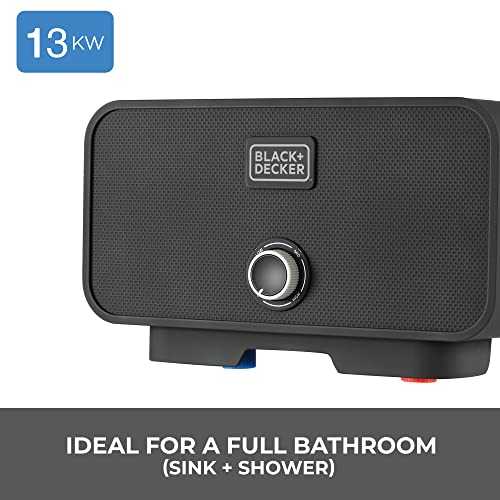 BLACK+DECKER 13kW / 240-V Tankless Electric Water Heater with Pressure Relief Device, Ideal for a Full Bathroom
