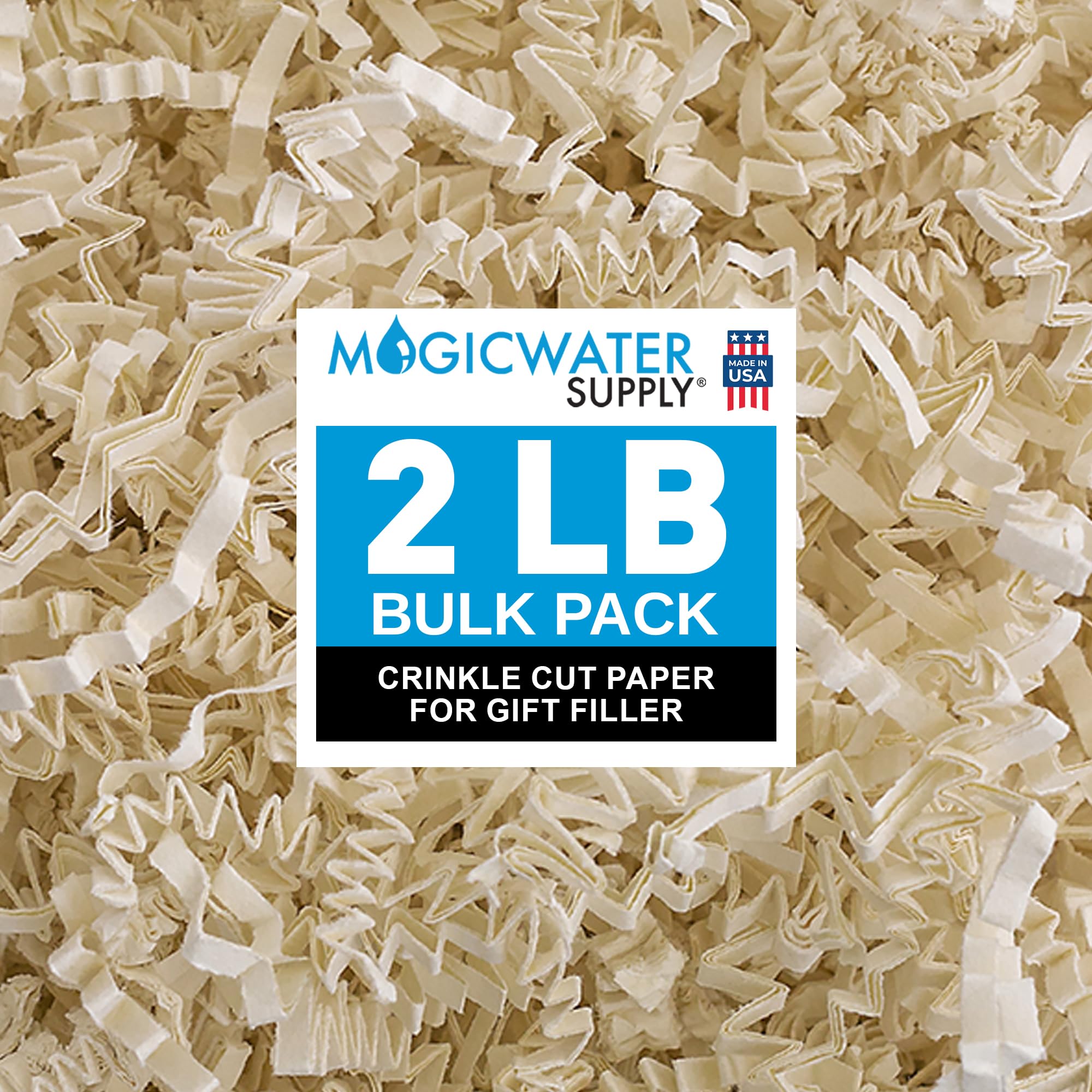 MagicWater Supply Crinkle Cut Paper Shred Filler (2 LB) for Gift Wrapping & Basket Filling - Light Ivory