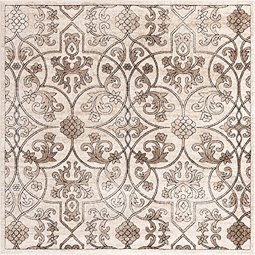Unique Loom Rushmore Collection Area Rug - Washington (6' Square, Dark Beige/Beige)