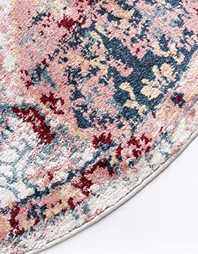 Unique Loom Sumter Collection Area Rug - Aiken (8' x 10' Oval, Pink/Blue)