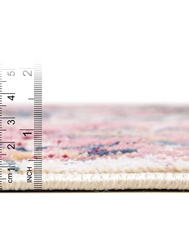 Unique Loom Sumter Collection Area Rug - Aiken (8' x 10' Oval, Pink/Blue)