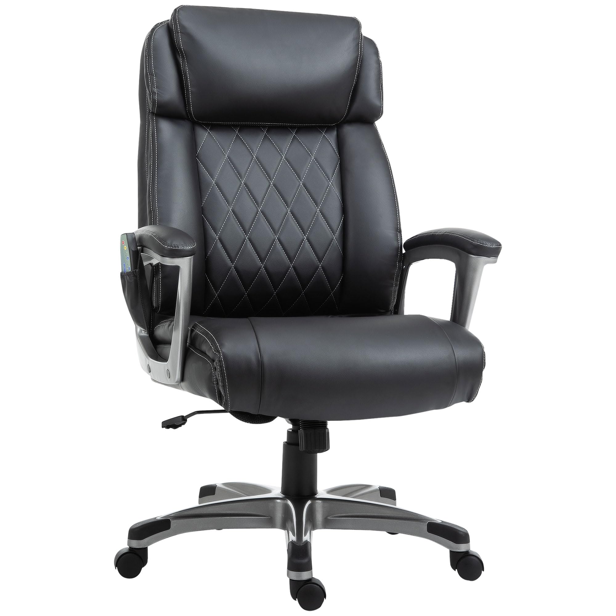 Vinsetto High Back 6-Point Massage Home Office Chair, Swivel Faux Leather Task Chair with Headrest, and Padded Armrests, Black