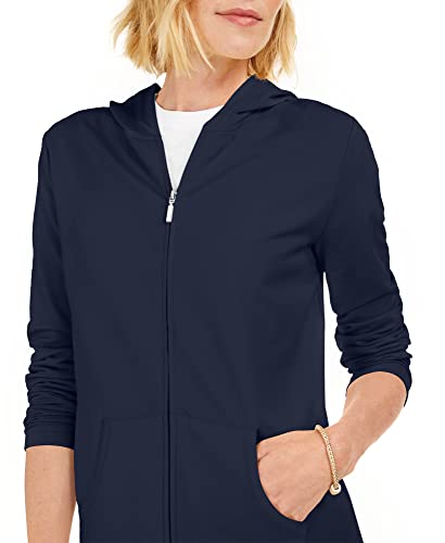 Karen Scott Women's Zip Front Hoodie Blue Size Large