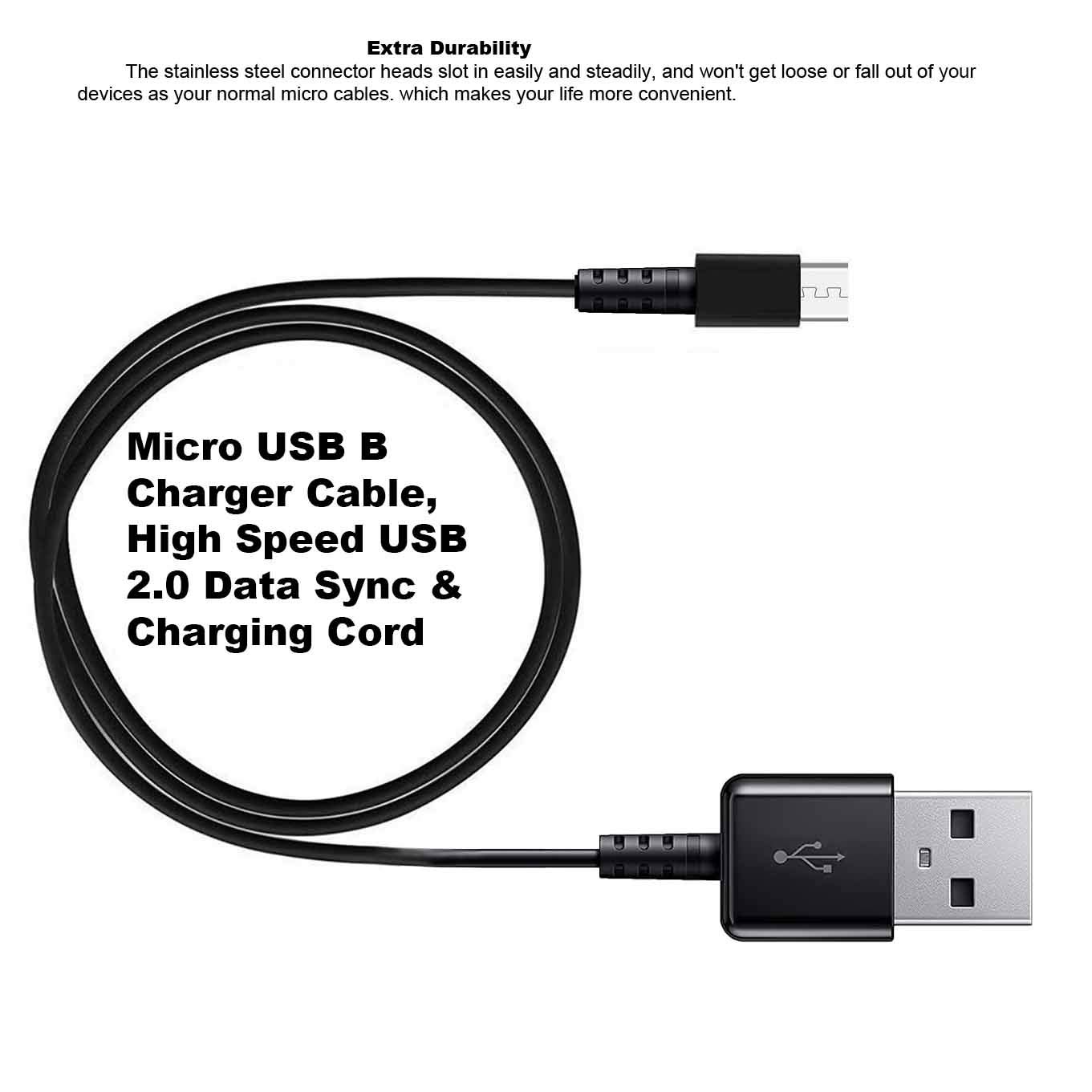 2Pack Micro USB Cable High Speed USB 2.0 A Male to Micro B,Android Charging Cable,6.6feet Charger Sync Wire, iBarbe Compatible with PS4 Xbox One Controller Galaxy S7 Edge/S7/S6/S5, G4,Moto G5(Black)