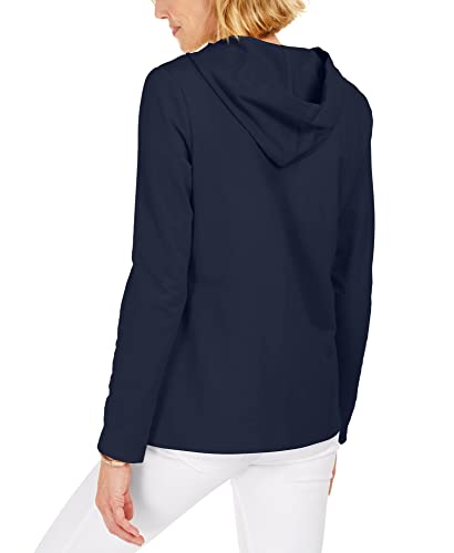 Karen Scott Women's Zip Front Hoodie Blue Size Large