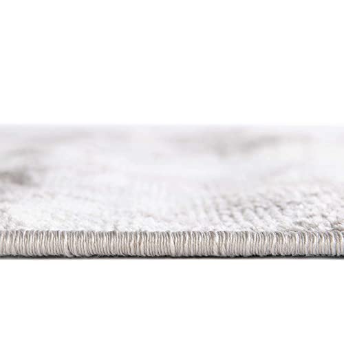 Unique Loom Eos Collection Area Rug - Borealis (6' Square, Stone Gray/Ivory)