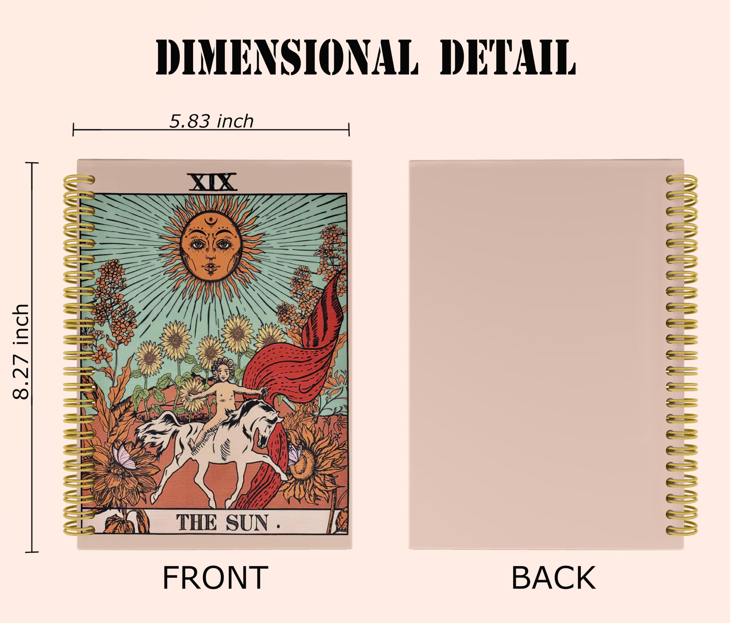 Knibeo The Sun Tarot Card Medieval Europe Divination Lined Hardcover Spiral Notebook Journal 5.5×8.3 Inch, College Ruled Notebook for Work Notes Journaling,Astrology Tarot Lovers Gifts (Sun)