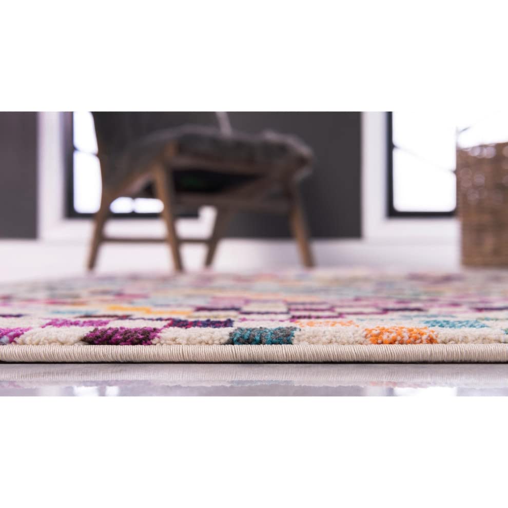 Unique Loom Chromatic Collection Modern Geometric & Vibrant Abstract Area Rug for Any Home Décor, 9 ft x 12 ft, Multi/Beige