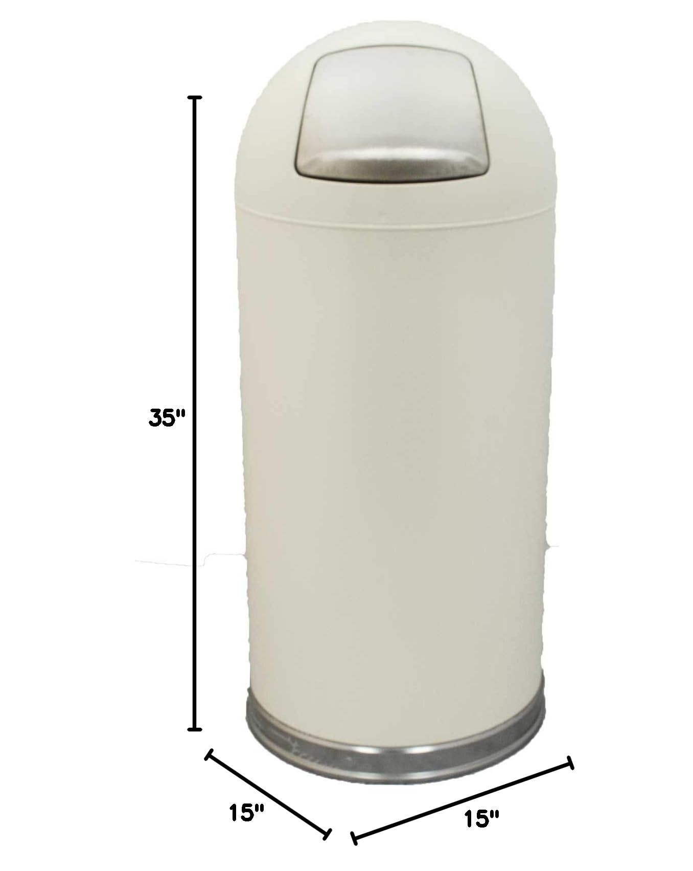 Witt Industries 15DTAL Steel 15-Gallon Standard Dome Top Indoor Waste Receptacle with Galvanized Liner, Round, 15" Diameter x 35" Height, Almond