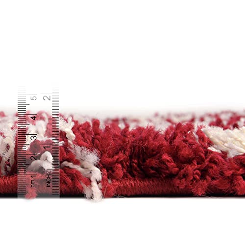 Unique Loom Moroccan Trellis Shag Collection Area Rug - Meknes (10' 8" x 14' Rectangle, Burgundy Red/Ivory)