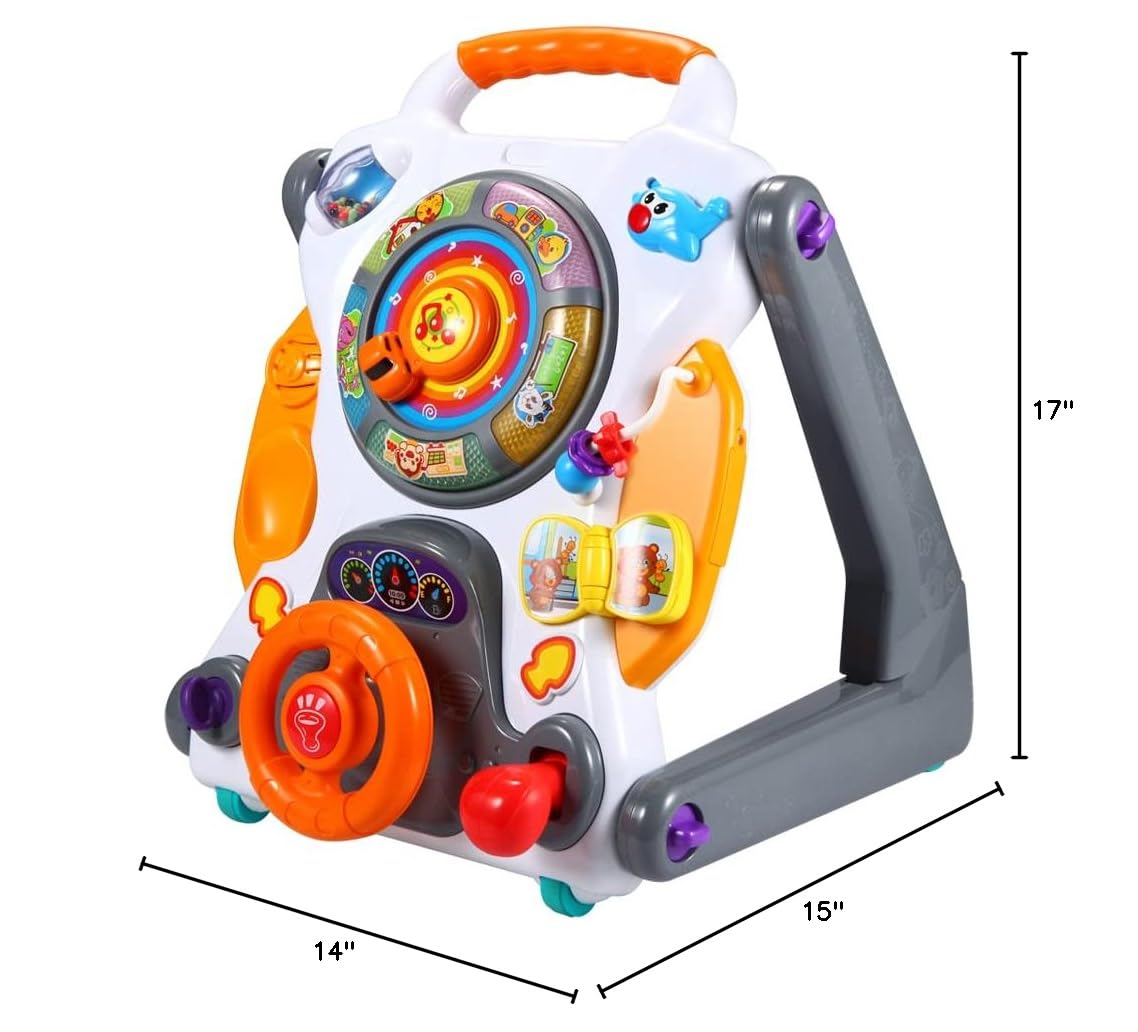 NuoPeng 3 in 1 Baby Sit-to-Stand Walker, Activity Center, Entertainment Table, Drawing Board (Yellow with Green)