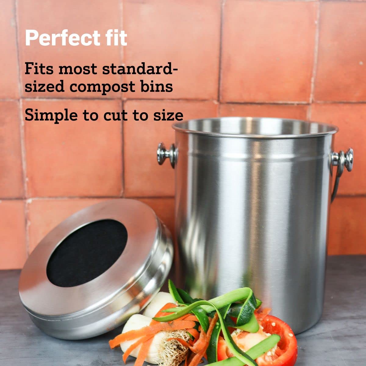 12 Pack Epica Charcoal Filter Replacement for Countertop Compost Bin | Kitchen Compost Bin Filter | 2-in-1 Compost Bucket Filter Removes Odors | Compost Filter, 6.5β