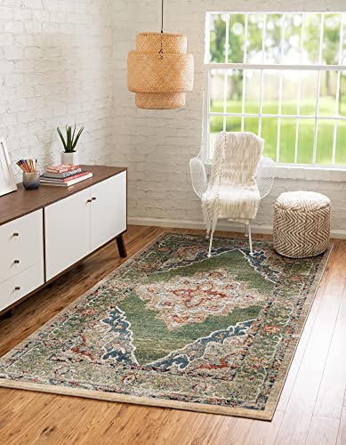 Unique Loom Isabella Collection Area Rug - Rossellini (10' x 14' Rectangle, Green/Blue)