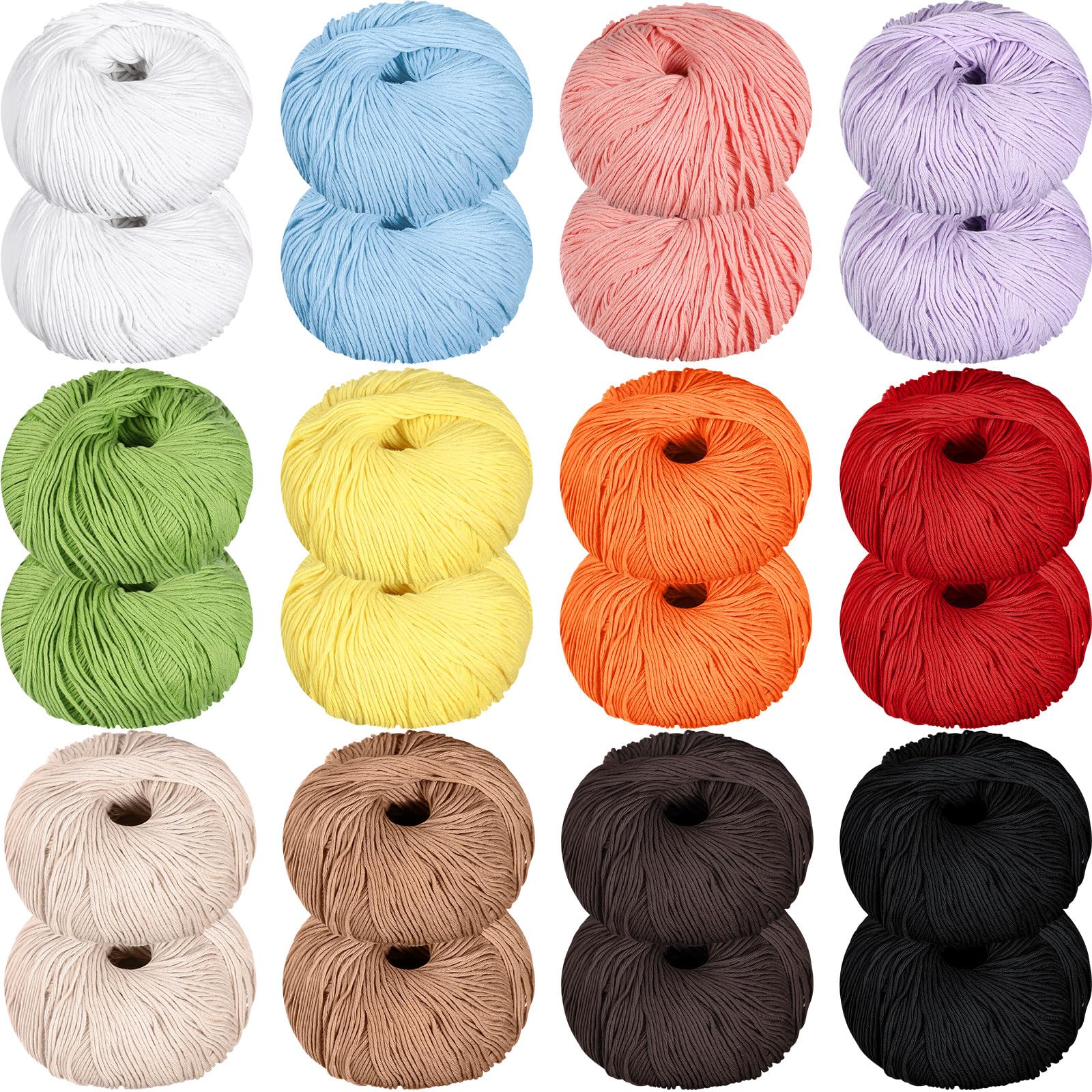 Timgle 24 Skeins Cotton Yarn, Yarn for Beginners, Crocheting and Knitting with Easy to See Stitches Cotton Yarn,Fingering Weight Yarn for Crochet and Knitting, Per Skein 1.76 Oz/164 Yards