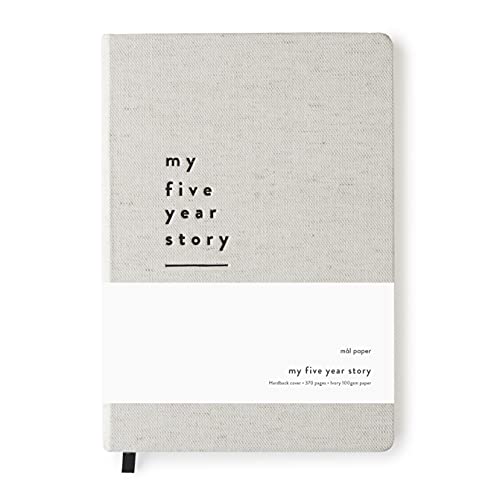 Mål Paper Five Year Journal - Cotton Hardback | Daily Dated Notebook for Mindfulness, Recovery & Positive Thinking Tool | Life Planner Log Book | Hand Finished, Unique Gifts for Men & Women