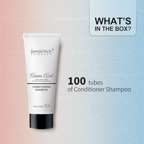 Gemächlich ZuHause Conditioners and Shampoos with Natural Ingredients, 0.85oz Travel Size 2-in-1 Conditioning Shampoo Bulk Sets for Hotel Airbnb, 100 pieces