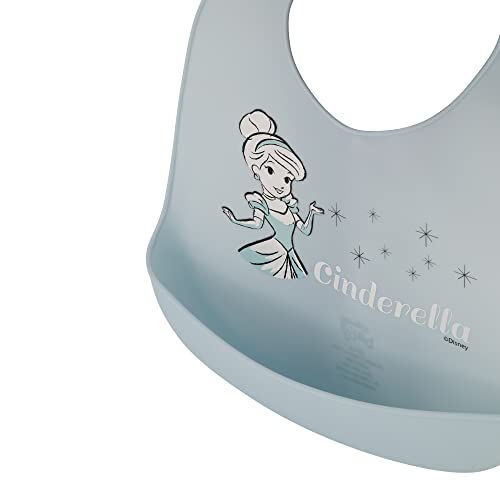Disney 2-Pack Unisex Baby & Toddler Silicone Bibs with Food Catcher, Soft Waterproof Feeding Accessories (Blue/Pink)