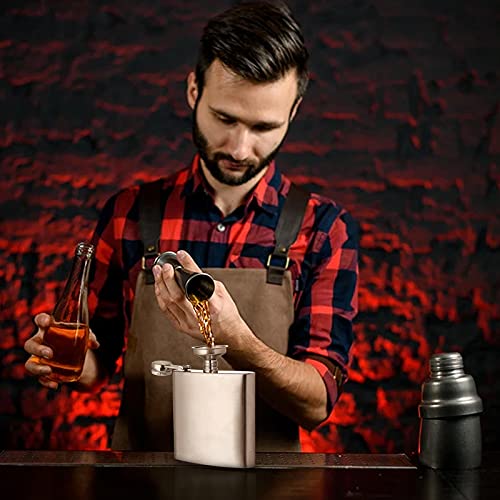 Hip Flask for Liquor 1PCS Silver Thin Flasks 6oz Stainless Steel Leakproof with 1pcs Funnel for Gift, Camping, Wedding Party