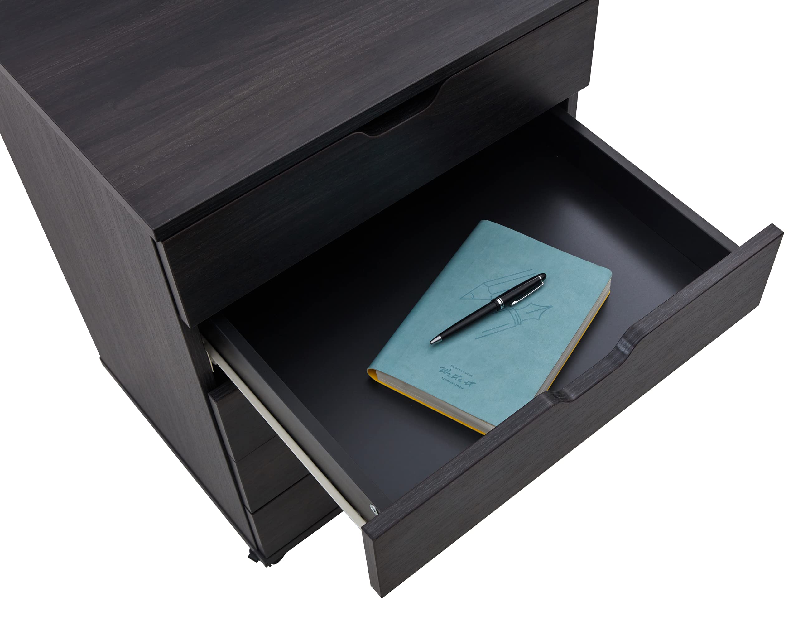 VICLLAX 5 Drawer Unit File Cabinet Under Desk Storage Cart for Home Office with Casters, Dark Walnut(Assemble Needed)