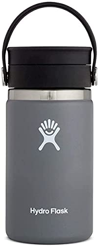 HYDRO FLASK - Travel Coffee Flask 354 ml (12 oz) - Vacuum Insulated Stainless Steel Travel Mug with Leak Proof Flex Sip Lid - BPA-Free - Wide Mouth - Stone