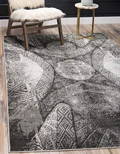 Unique Loom Sofia Collection Area Rug - Albert (9' x 12' 2", Dark Gray/ Gray)