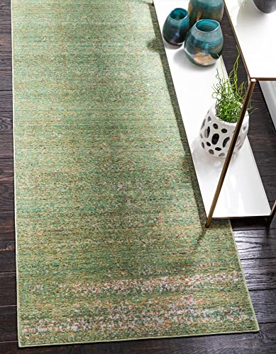 Unique Loom Austin Collection Area Rug - Muse (Runner 4' 0" x 13' 3", Green/ Beige)