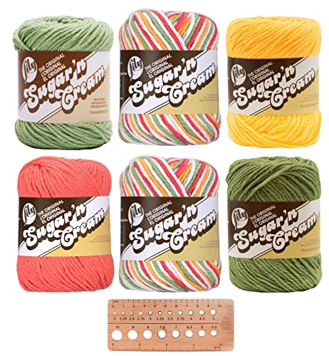 Lily Sugar 'n Cream Yarn - 100% Cotton - Assortment (Mango Madness)