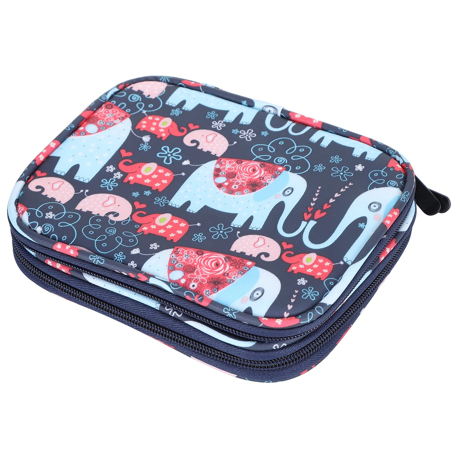 Crochet Bag, Sewing Double Sided Zipper Easy to Carry Crochet Hook Hand Made Oxford Cloth Knitting Organizing Packet Large Yarn Storage for Yarn Stitch Markers(Elephant)
