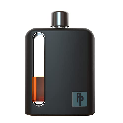 Ragproper Modern Glass Hip Flask - Glass Flask Bottle with Caps for Liquor & Spirits, Durable Liquor Glass Flask with Cork Lids, Pour Funnel, Black Silicone Flask Sleeve, Single Shot 100ml
