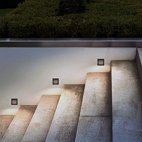 ZONK Step Lights Outdoor Indoor 120V, Waterproof LED Wall Mount Stair Lights, Plastic Landscape Staircase Deck Lighting, 4000K, Black Finish