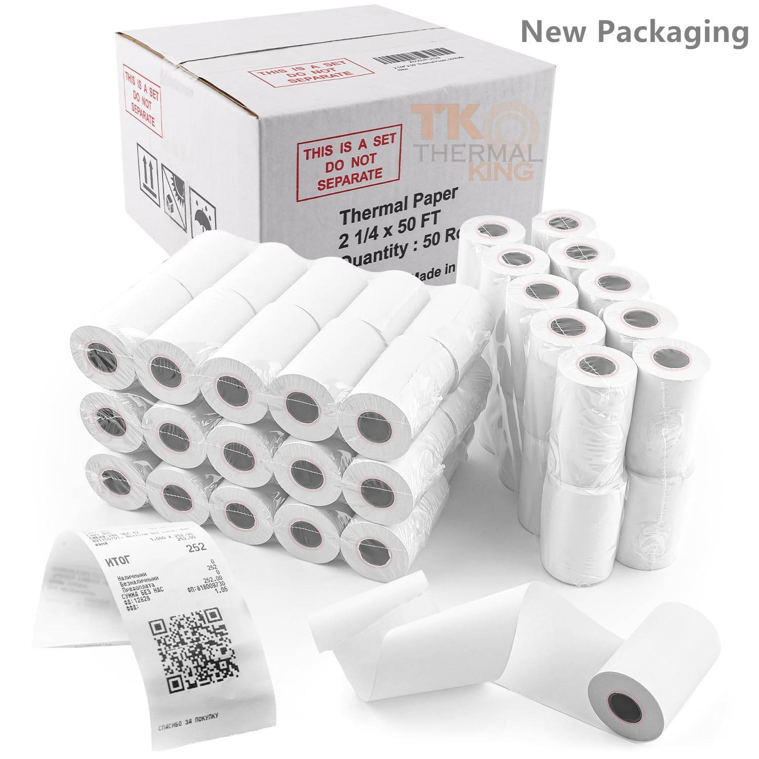 TK Thermal King, 2 1/4" x 50' Thermal Paper, 50 Rolls
