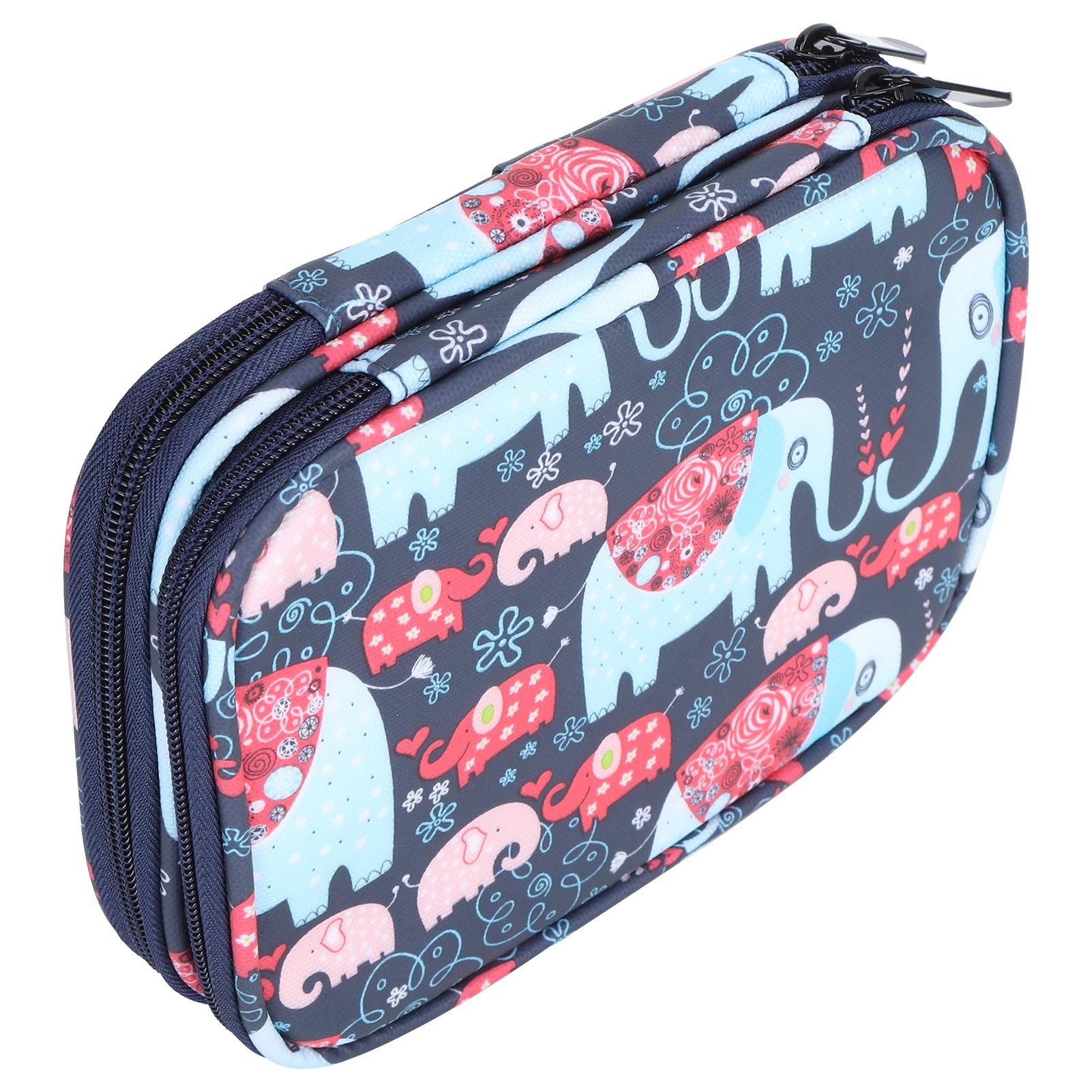 Crochet Bag, Sewing Double Sided Zipper Easy to Carry Crochet Hook Hand Made Oxford Cloth Knitting Organizing Packet Large Yarn Storage for Yarn Stitch Markers(Elephant)