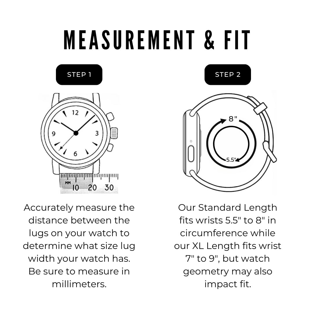 BARTON WATCH BANDS Elite High tensile silicone - 70A durometer Watch Bands - Quick Release, Black, 21mm