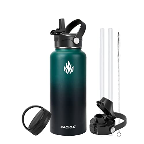 32oz Water Bottle,Vacuum Insulated Stainless Steel Water Flask with Straw Lid Auto Spout Lid Sport Lid,Leak Proof,Double Walled Travel Thermo Mug,Metal Canteen,Hot Cold Water Bottles