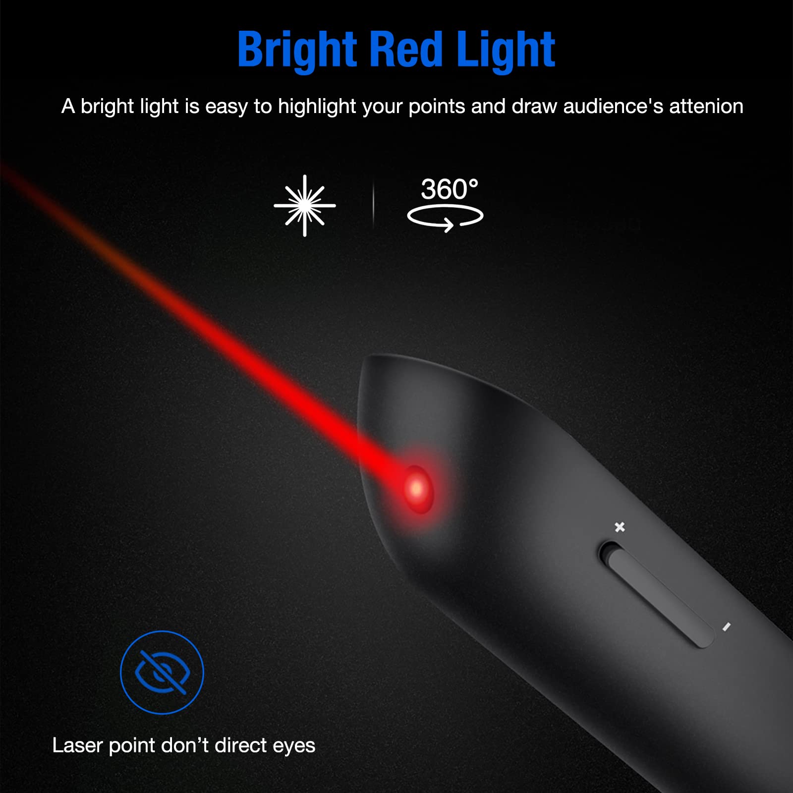 Presentation Clicker with Bluetooth and RF 2.4GHz Dual Modes Red Light, Wireless Presenter Remote Control for Powerpoint Presentations Pointer Slide Clicker for Mac Computer Powered by AAA