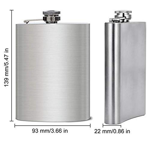 Hillside-Kit Hip Flask for Liquor 8 Oz Stainless Steel Leak proof with Funnel Flask set men flask women flask set (Silver 2pcs)