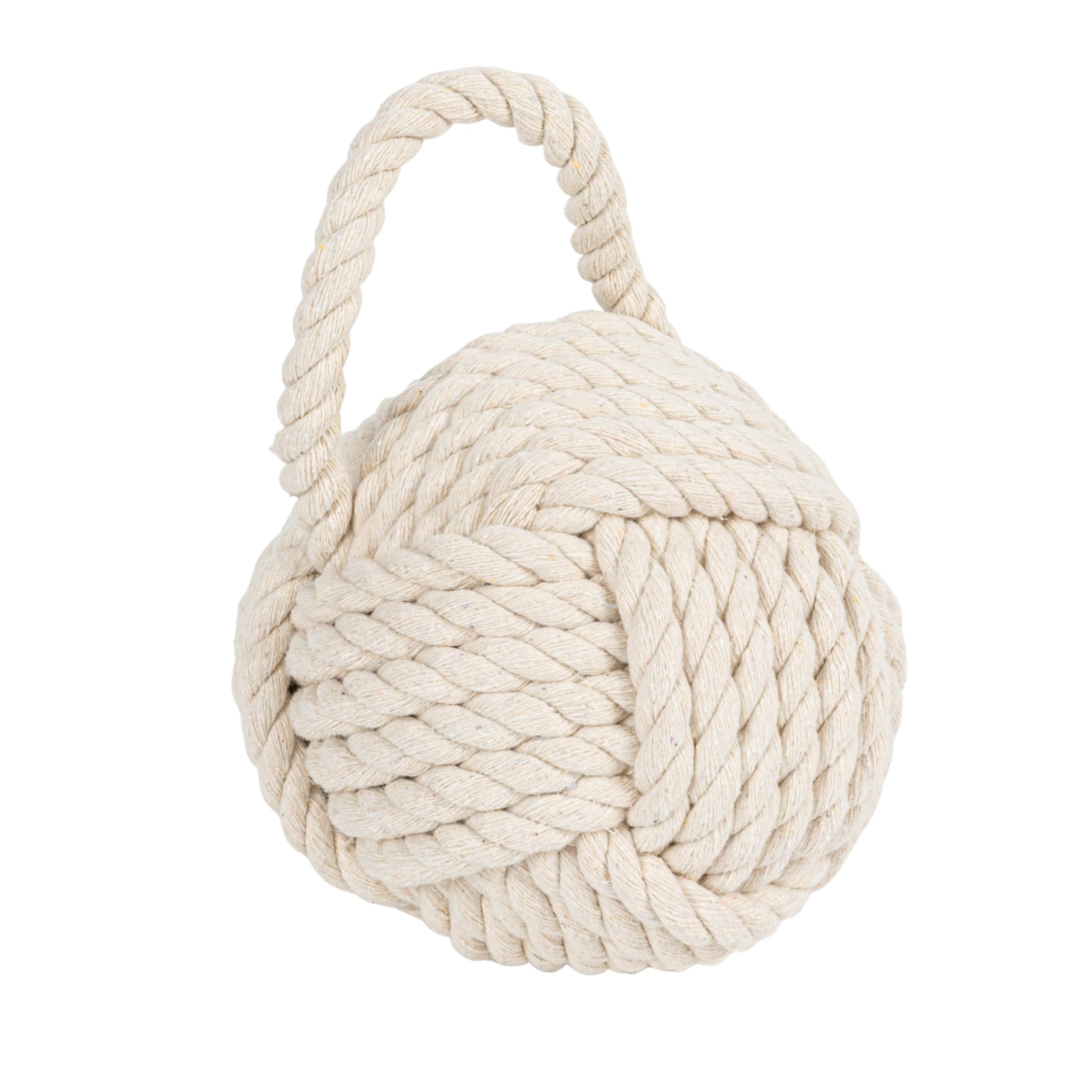 Creative Co-Op Nautical Rope Knot Cotton Door Stop, Ivory
