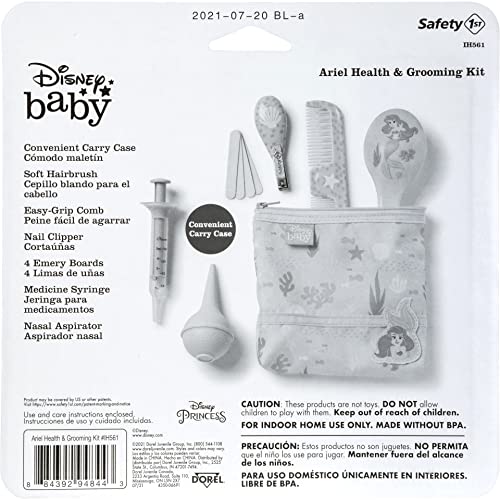 Disney Baby - Infant Health & Grooming Kit 10pc Set Includes: Brush, Comb, Nail Clippers, Medicine Syringe, Nasal, and Carry Case, Ariel