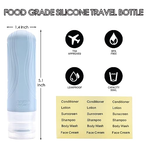 SaineeyCN 12 Pack Travel Size Bottles, Tsa Approved 3oz Travel Size Containers, BPA Free, Leak Proof, Portable Travel Accessories