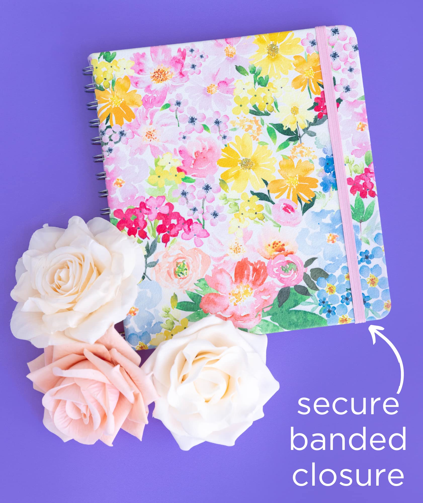 Steel Mill & Co Writing and Drawing Journal, Cute Floral Spiral Notebook with 160 Lined Pages, Art Journal with Reusable Stencil, Summer Garden