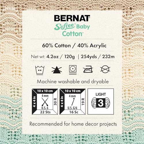 Bernat Softee Baby Cotton Feather Gray Yarn - 3 Pack of 120g/4.25oz - Blend - 3 DK (Light) - 254 Yards - Knitting/Crochet