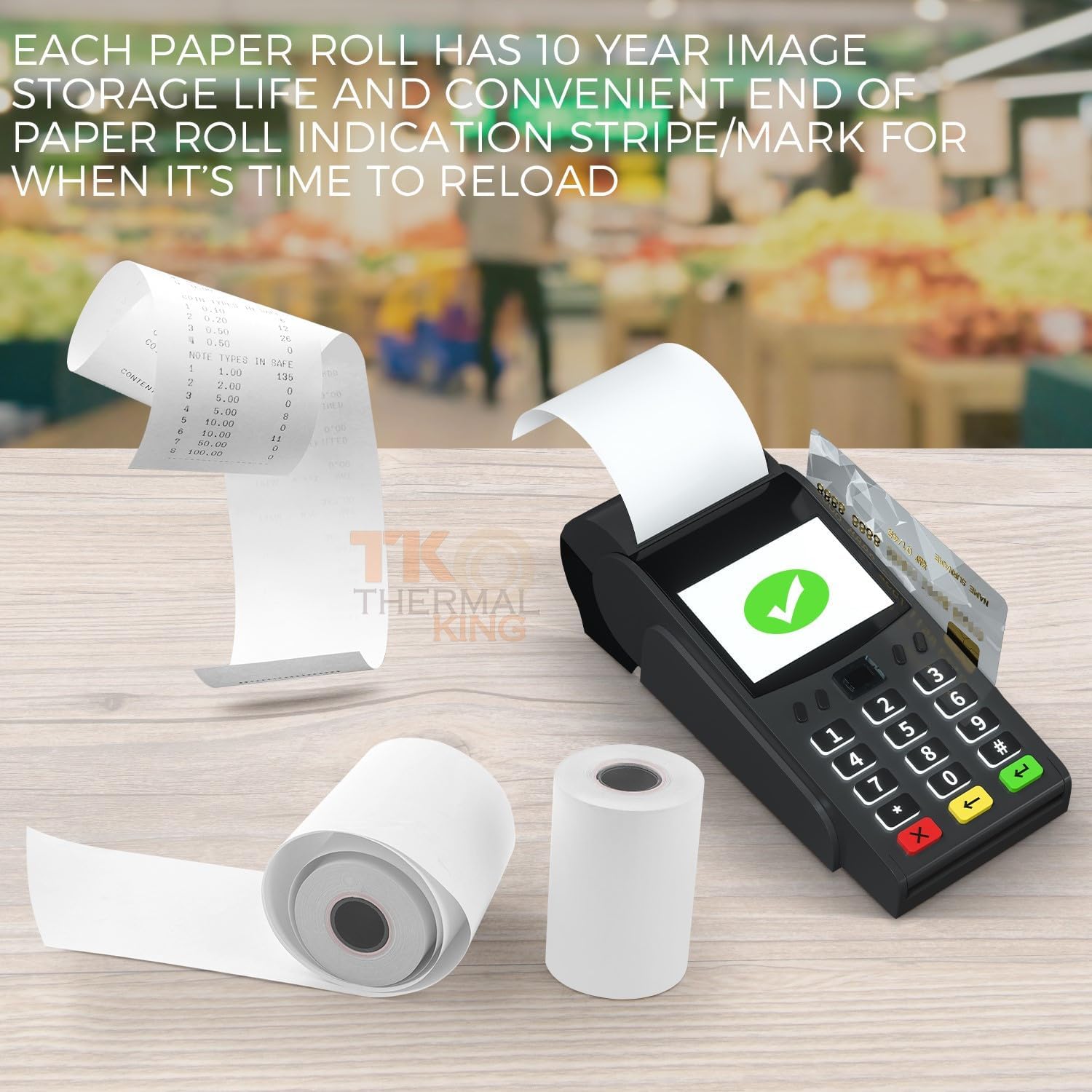 TK Thermal King, 2 1/4" x 50' Thermal Paper, 50 Rolls