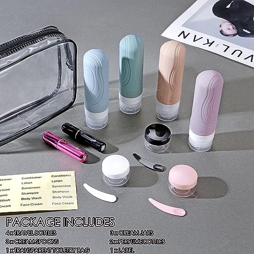 SaineeyCN 12 Pack Travel Size Bottles, Tsa Approved 3oz Travel Size Containers, BPA Free, Leak Proof, Portable Travel Accessories