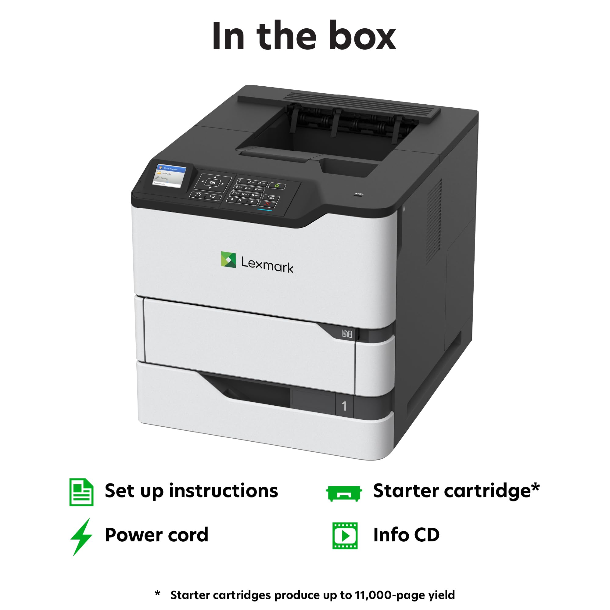 Lexmark MS820 MS821dn Laser Printer - Monochrome - 1200 x 1200 dpi Print - Plain Paper Print - Desktop - 55 ppm Mono Print - A6, Oficio, Envelope No. 7 3/4, Envelope No. 9, B5 (JIS), A4, Legal, A5, Le