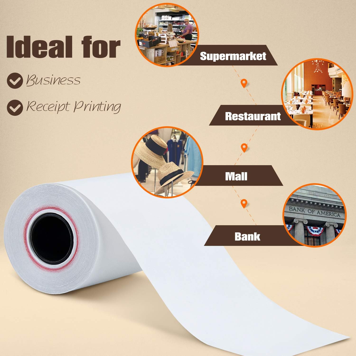 TK Thermal King, 2 1/4" x 50' Thermal Paper, 50 Rolls
