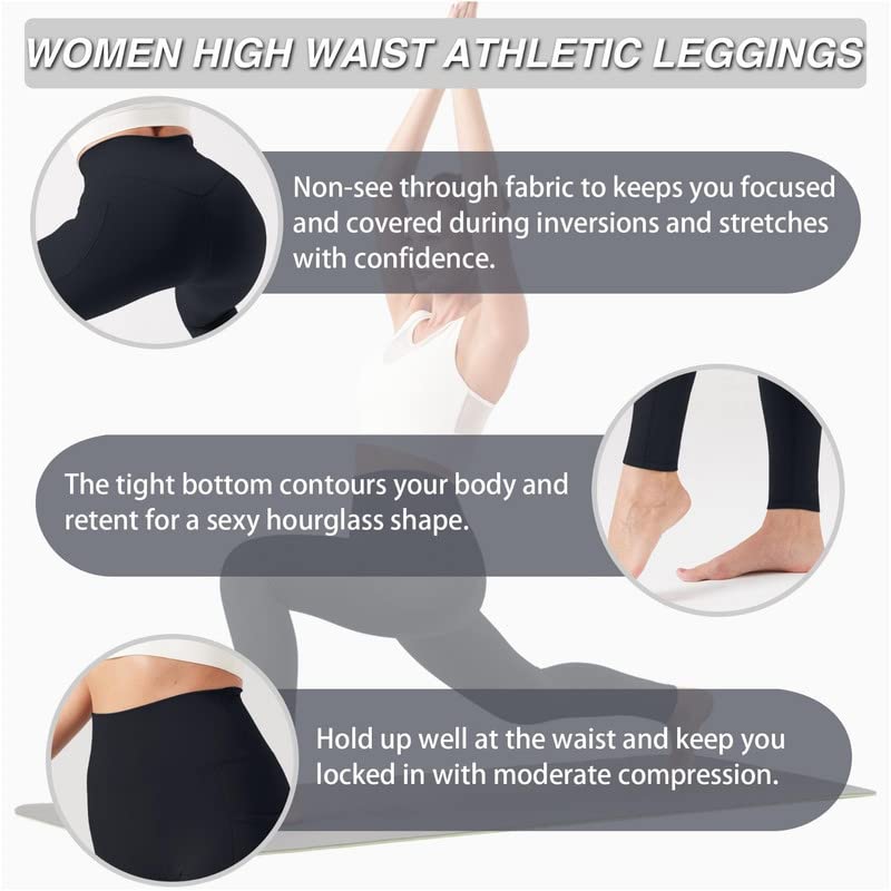 YOYOYOGA Leggings with Pockets Soft Stretchy Yoga Pants Women Tummy Control High Waisted Ankle Leggings Workout Compression Black XL