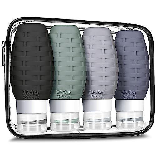 TARJODGY Travel Bottles for Toiletries, Tsa Approved 3oz Travel Size Containers Leak Proof BPA Free Silicone Travel Accessories for Liquid Shampoo Conditioner Lotion