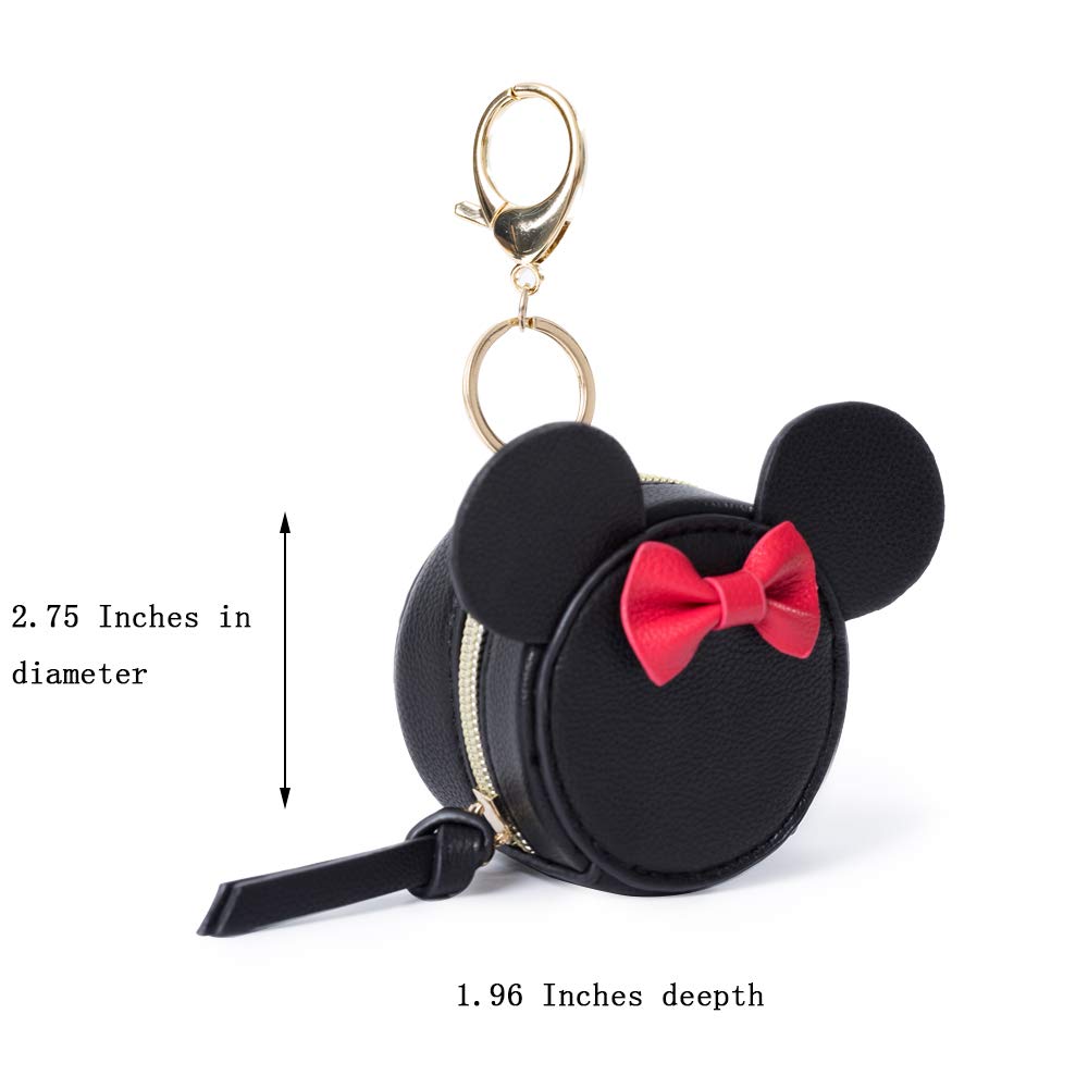 miss fong Pacifier Holder Case with Clip, Pacifier Pouch Cover, Pacifier Charm Pod with Clasp Attach to The Strollers & Diaper Bags, Hold 2 Pacifier or Nipple Shield(Bow Black)